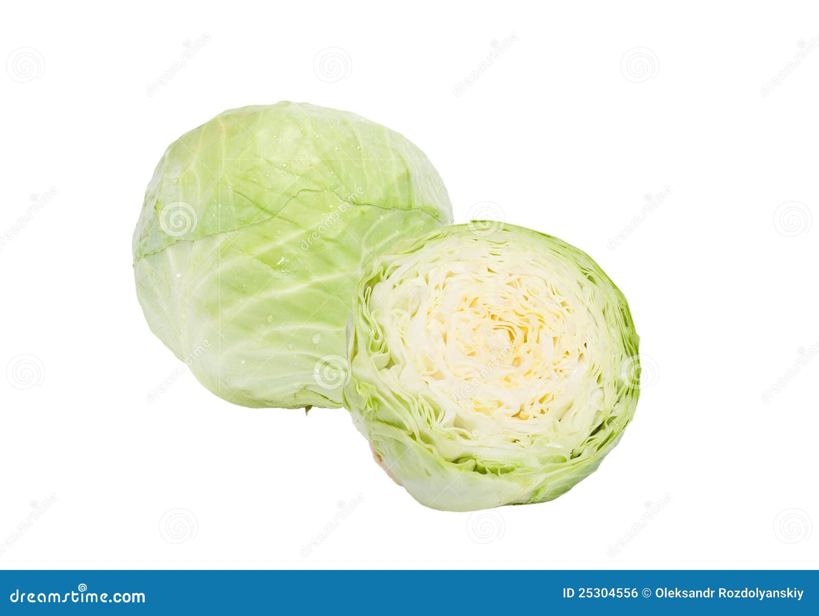The Head of Green Cabbage is Whole and Half Stock Photo - Image of ...