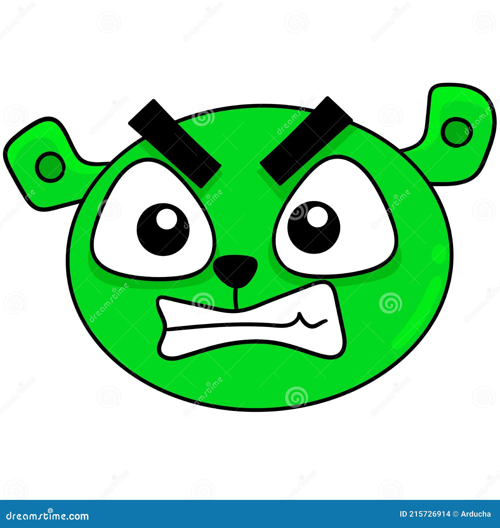The Head Of A Green Faced Bear Held Back A Grumpy Rage. Doodle Icon ...