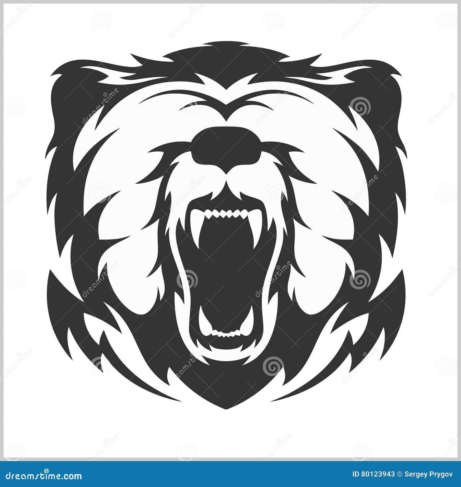 Grizzly Brown Bear And Hare Or Rabbit. Screaming Mad Animal For Tattoo ...