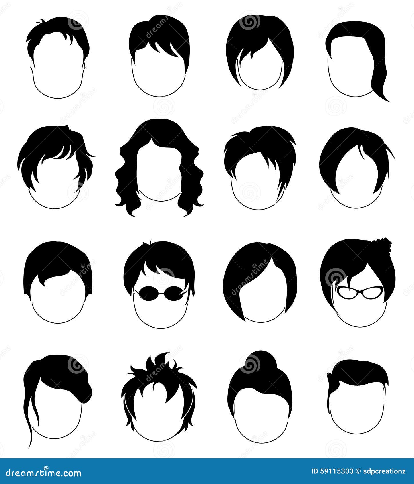 Head hair icons set stock vector. Illustration of black - 59115303