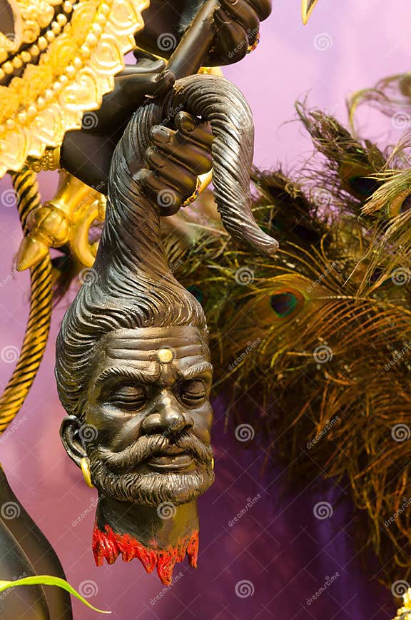 Head in Hand of Kali Statue Inside Stock Photo - Image of evil, head ...