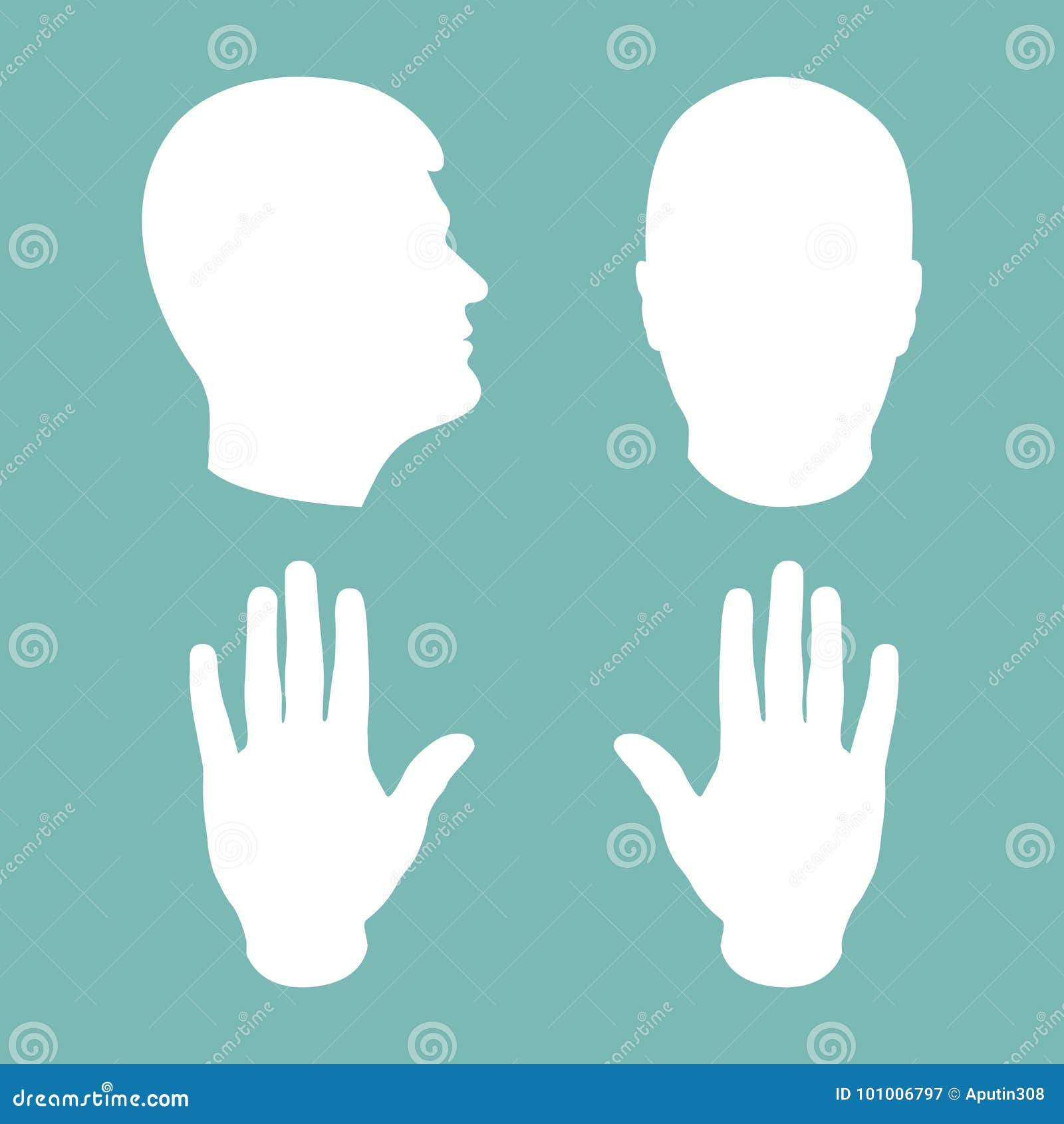 Head and Hands of Man Flat Illustration .isolated Vector Icon Stock ...