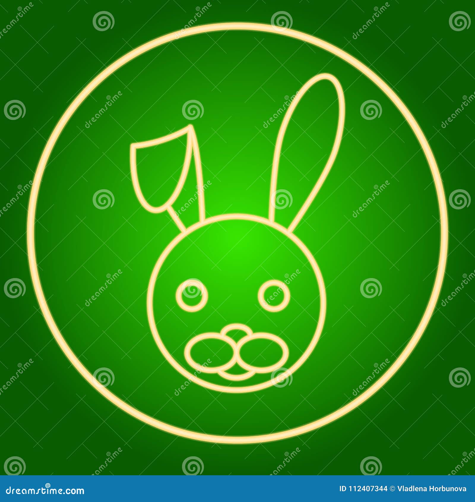 Head of a Hare, a Rabbit in a Neon Circle. Easter Stock Vector ...