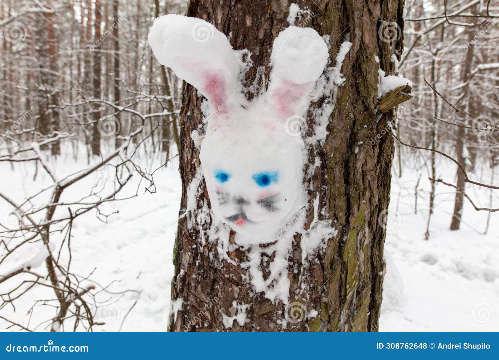 Head of a Hare and Snow on a Tree Stock Photo - Image of christmas ...