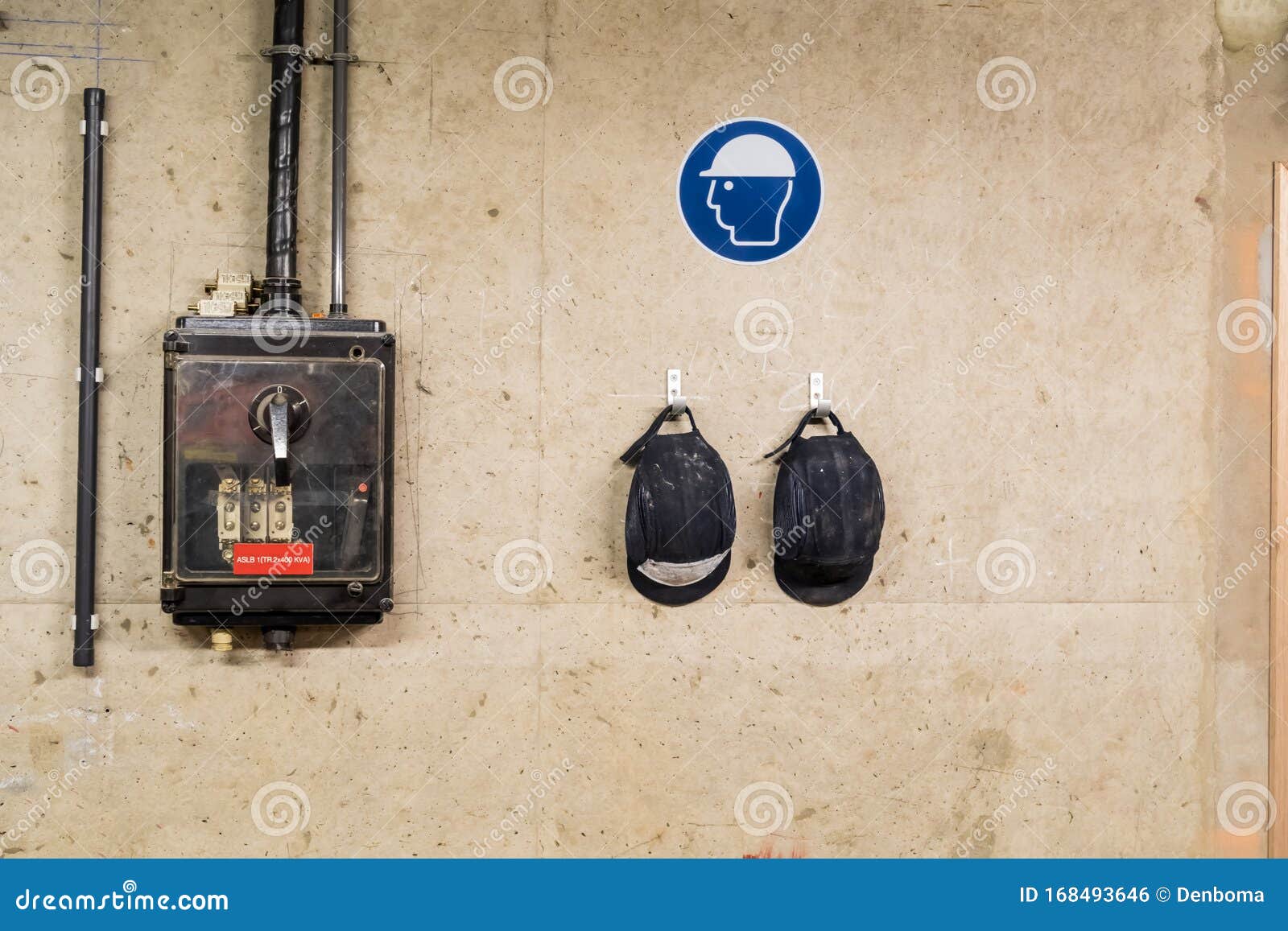 Head Helmet on the Work Place Stock Photo - Image of building, factory ...