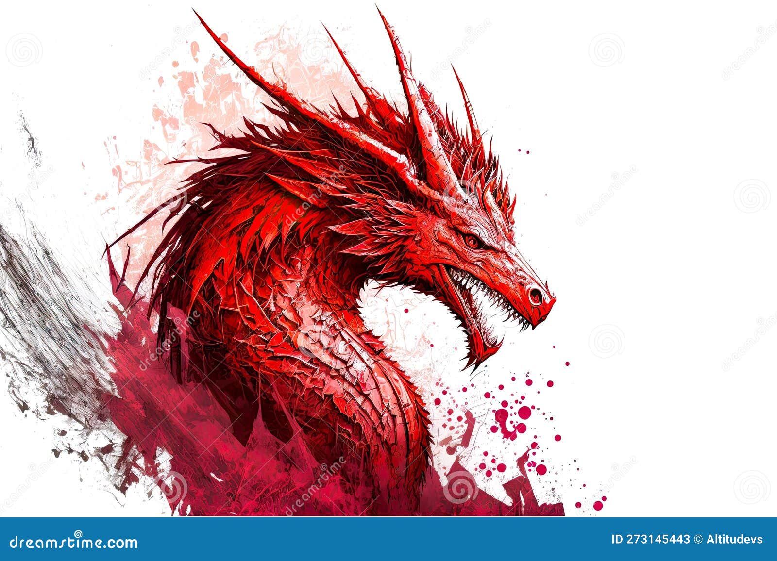 Head of Huge Fabulous Red Dragons Isolated on White Background Stock ...