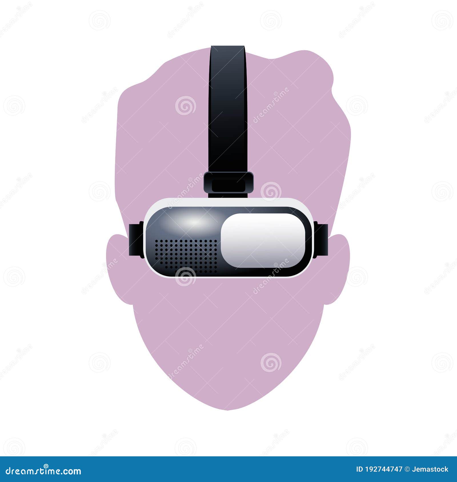 Head Human Using Reality Virtual Mask Technology Accessory Stock Vector ...