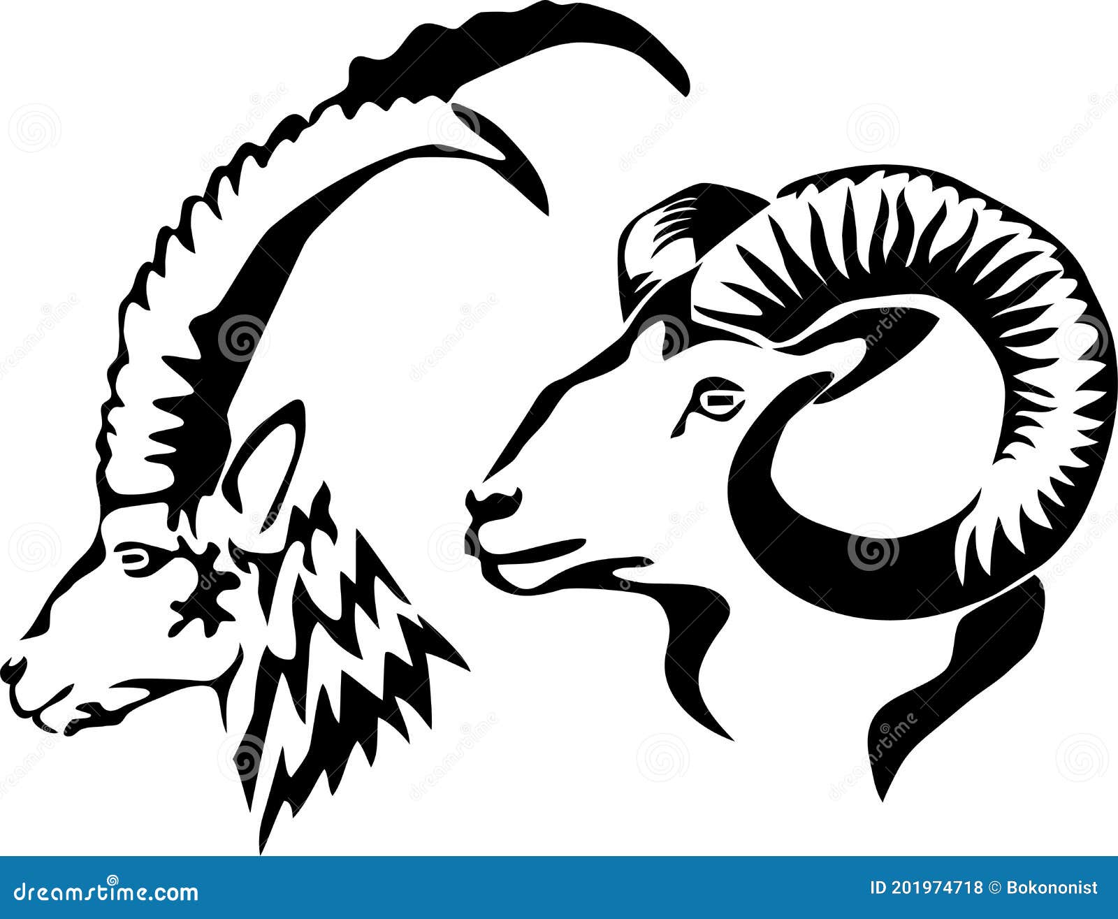 Ibex Head Silhouette Vector Illustration | CartoonDealer.com #154095082
