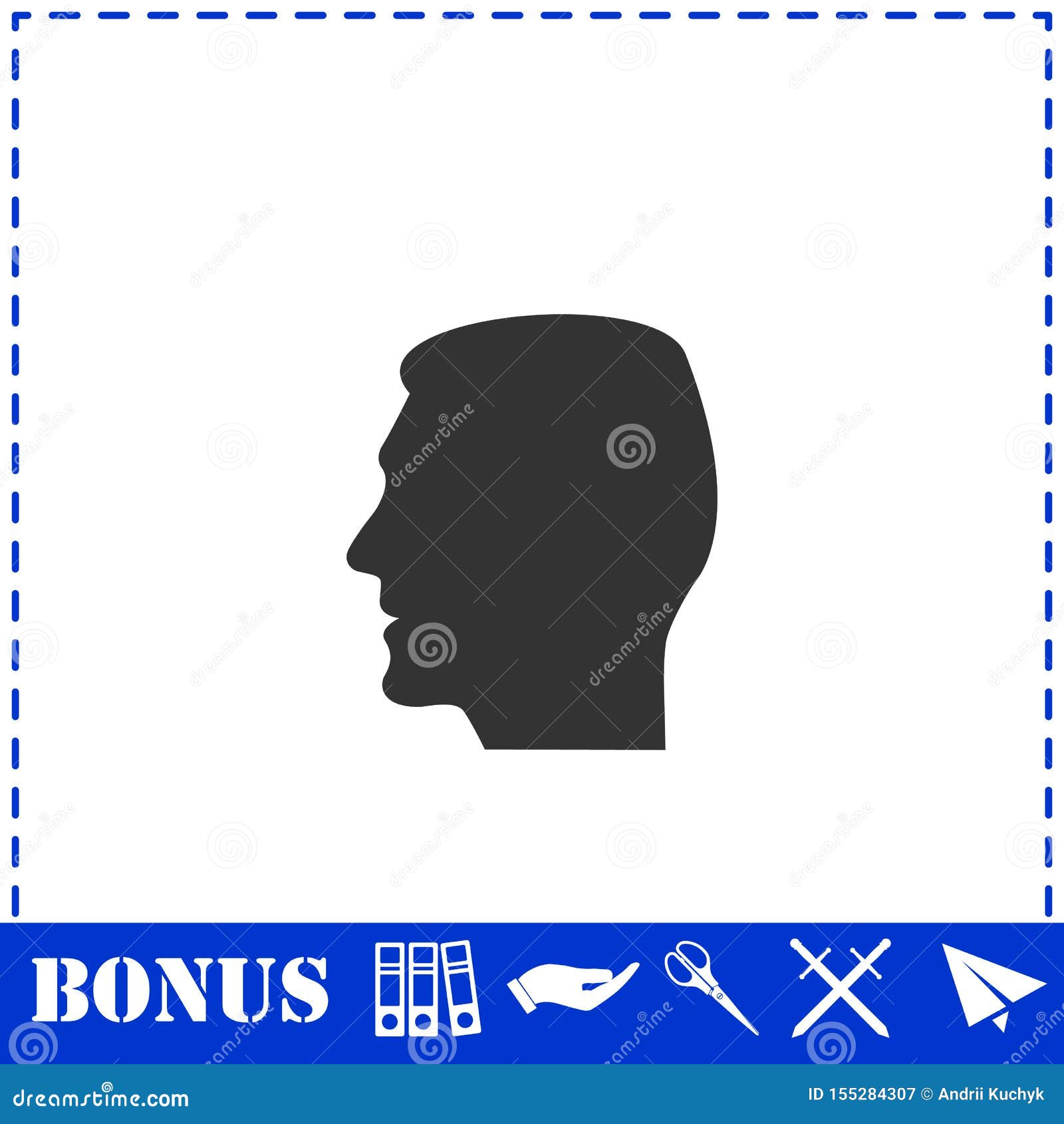 Head icon flat stock vector. Illustration of default - 155284307