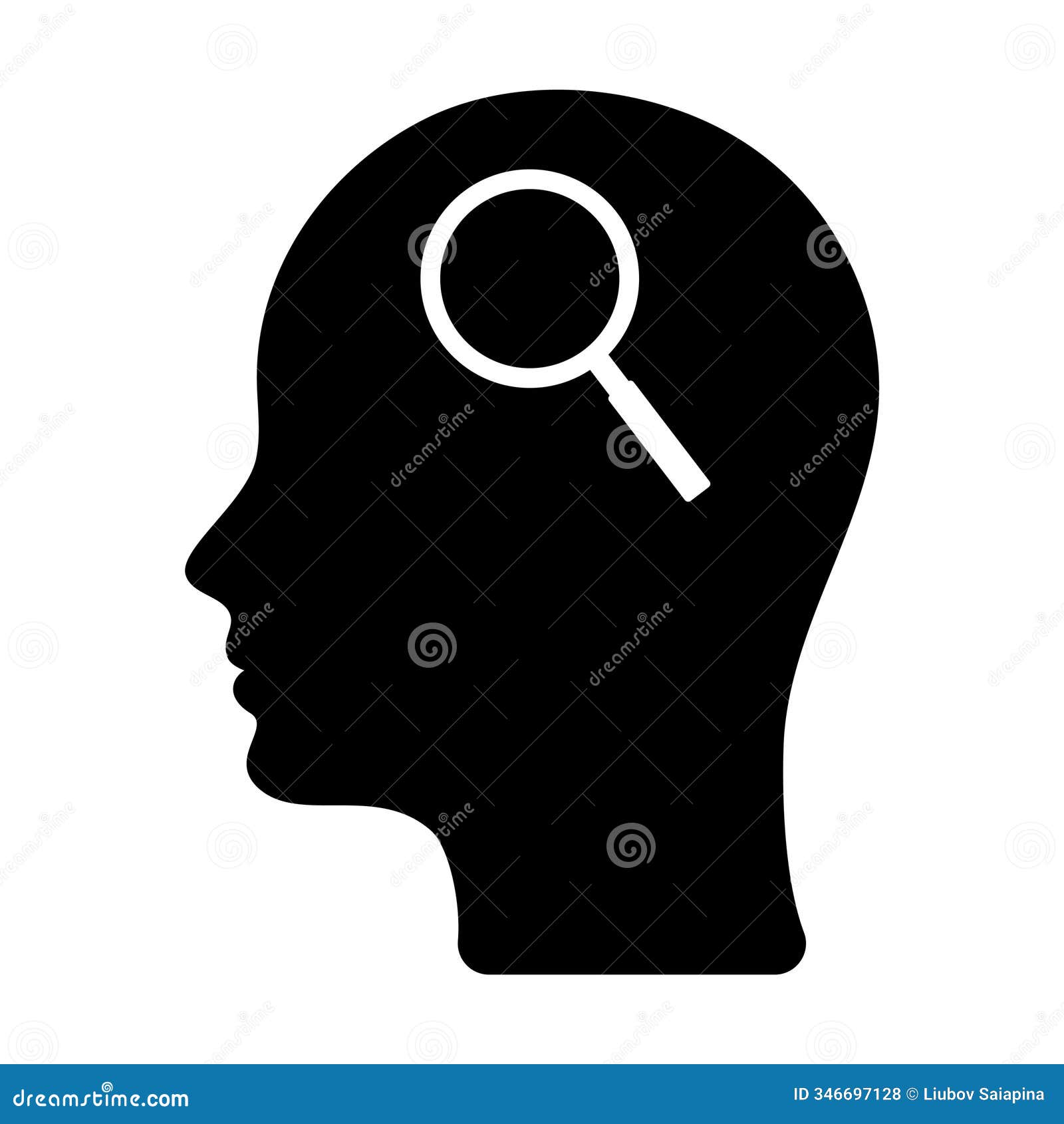 Head Icon and Magnifying Glass. the Head is Thinking. Searching for a ...
