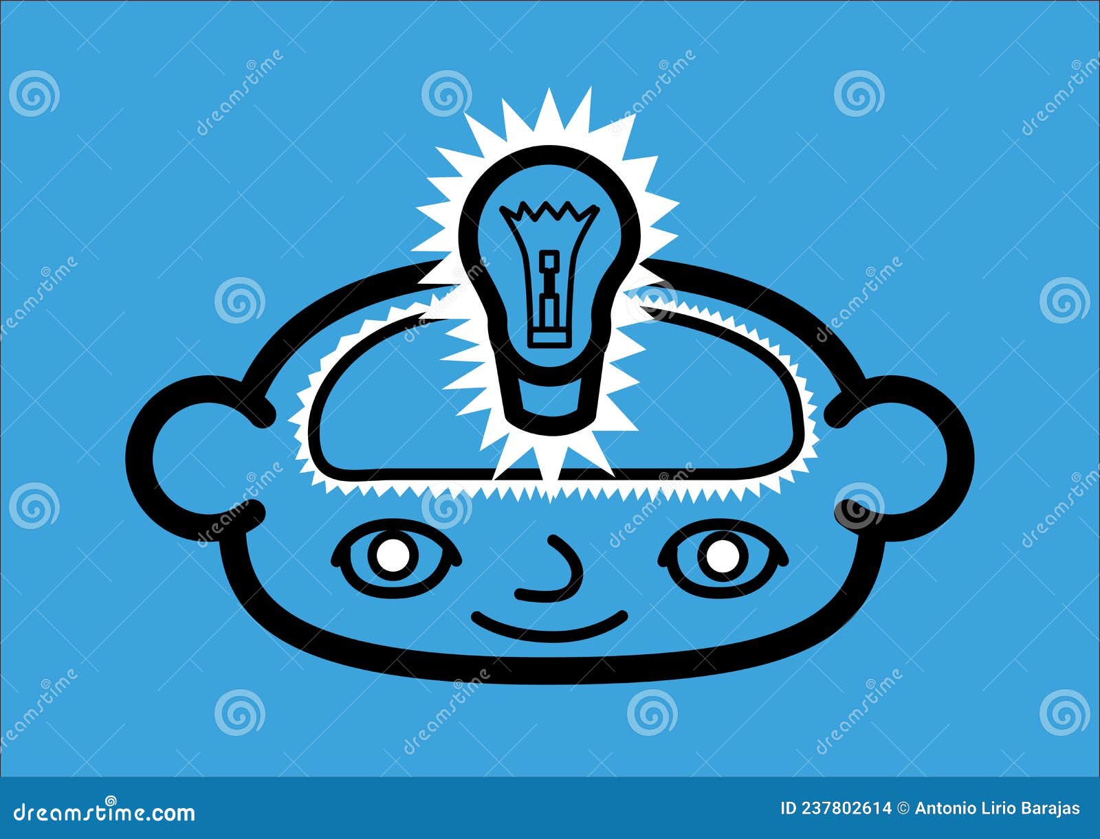 A Head Icon Representing a Bright Idea. Vector Illustration Stock ...