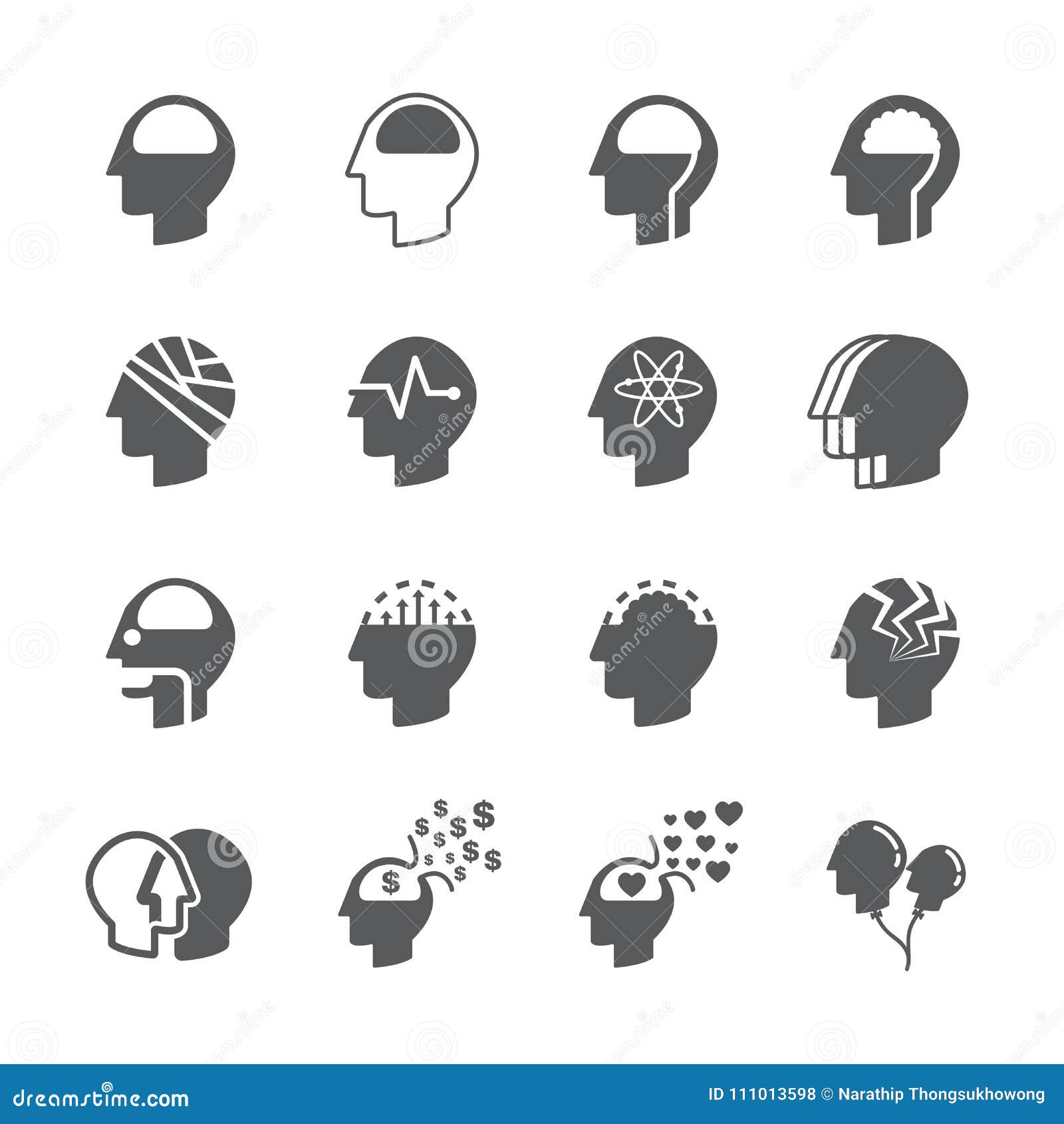Head icon set stock vector. Illustration of line, inspiration - 111013598