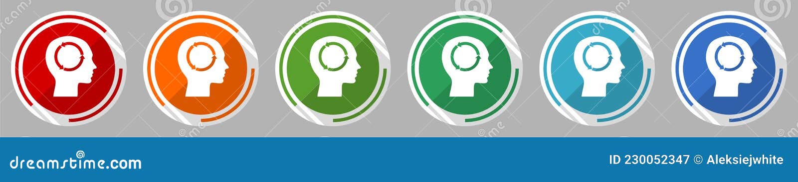 Head Icon Set, Vector Illustration in 6 Colors Options for Webdesign ...