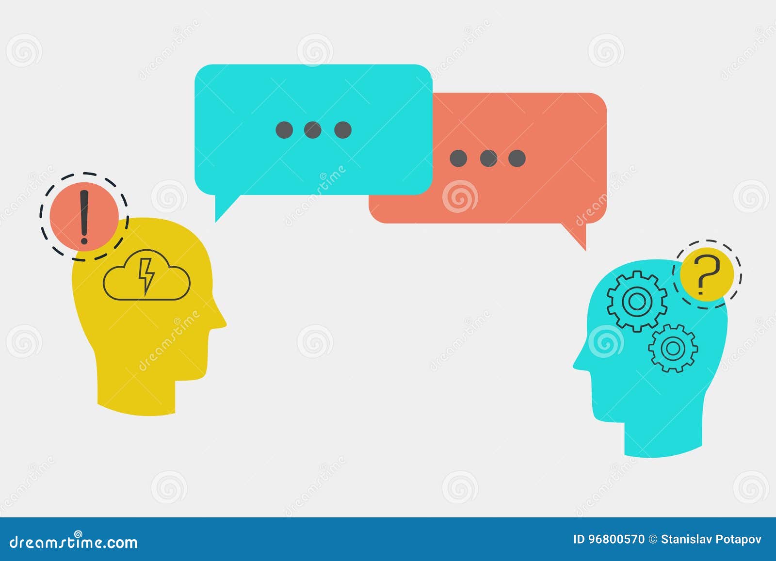 Head Icons with Speech Bubbles,concept of Client Services Stock Vector ...