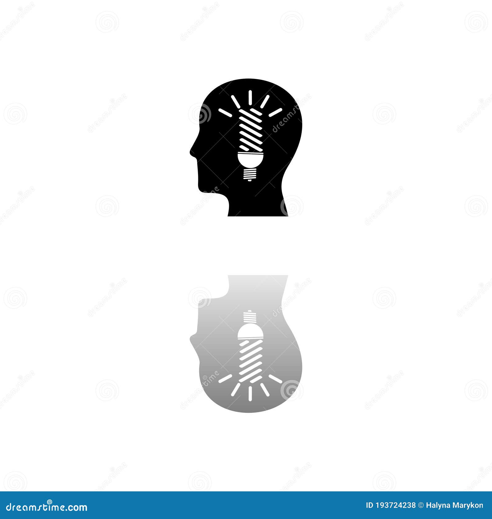 Head idea icon flat stock illustration. Illustration of inspiration ...