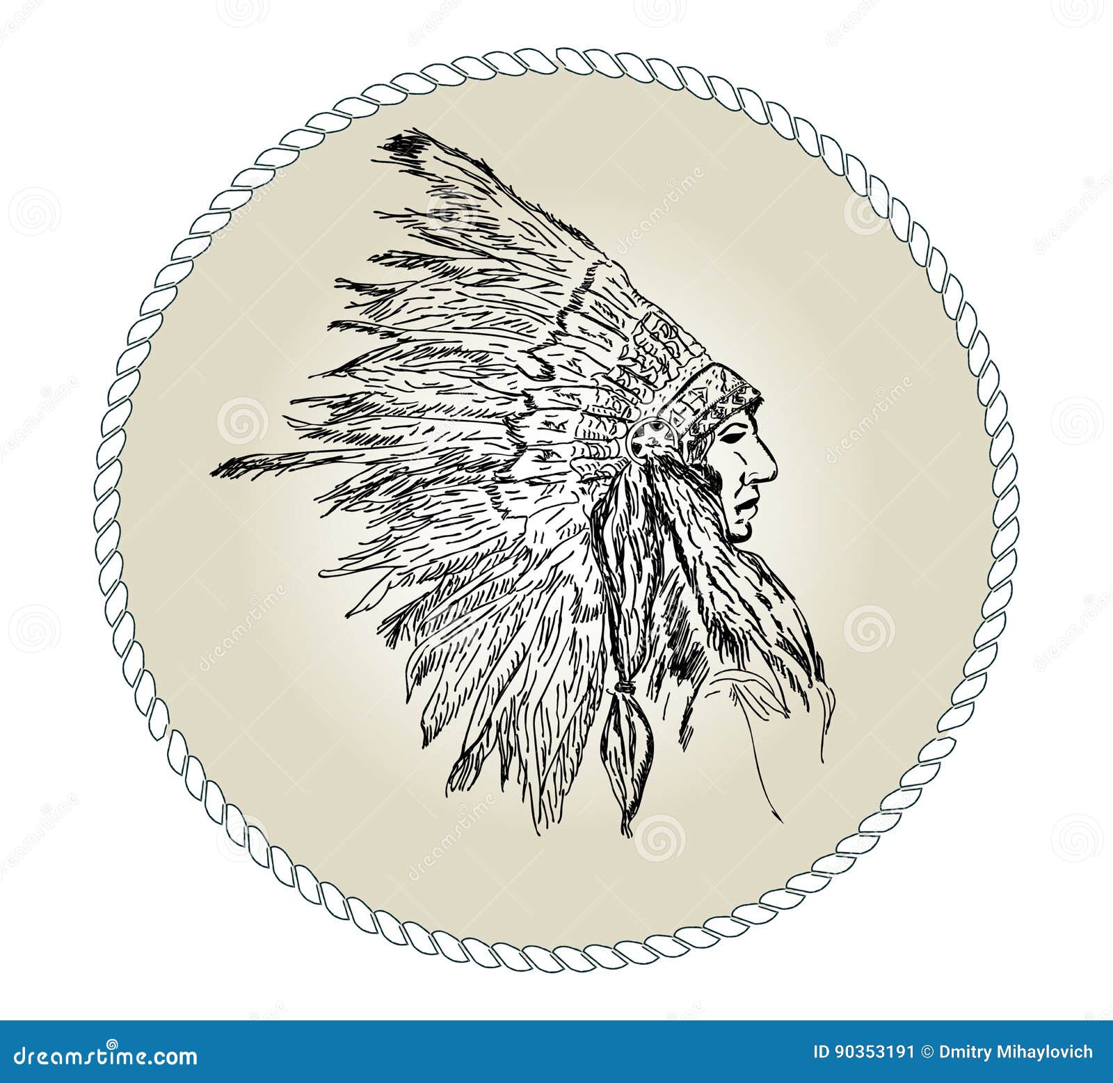 Head Indian chief stock vector. Illustration of ornament - 90353191