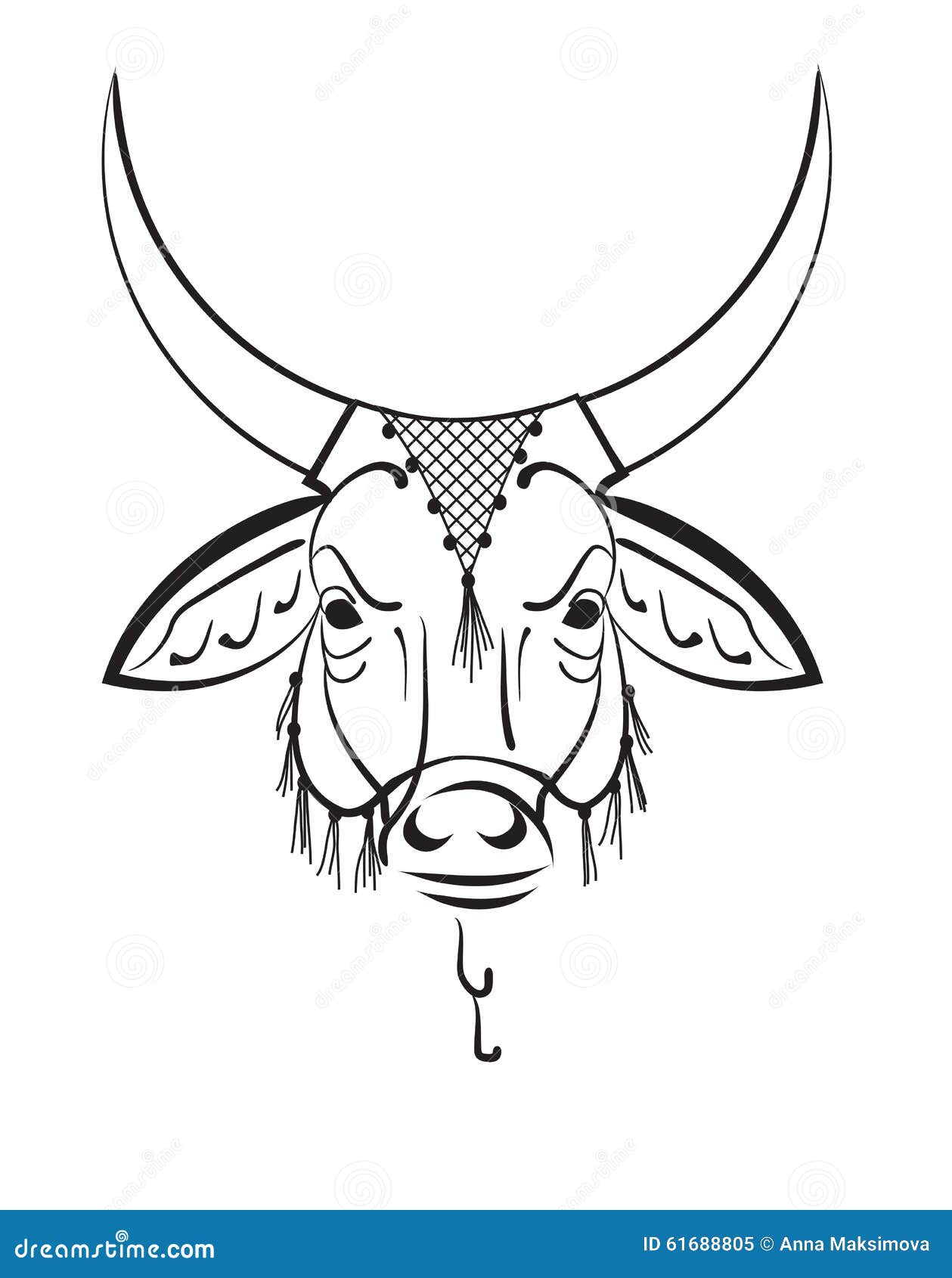 The Head of the Indian Sacred Cow Zebu Stock Vector - Illustration of ...