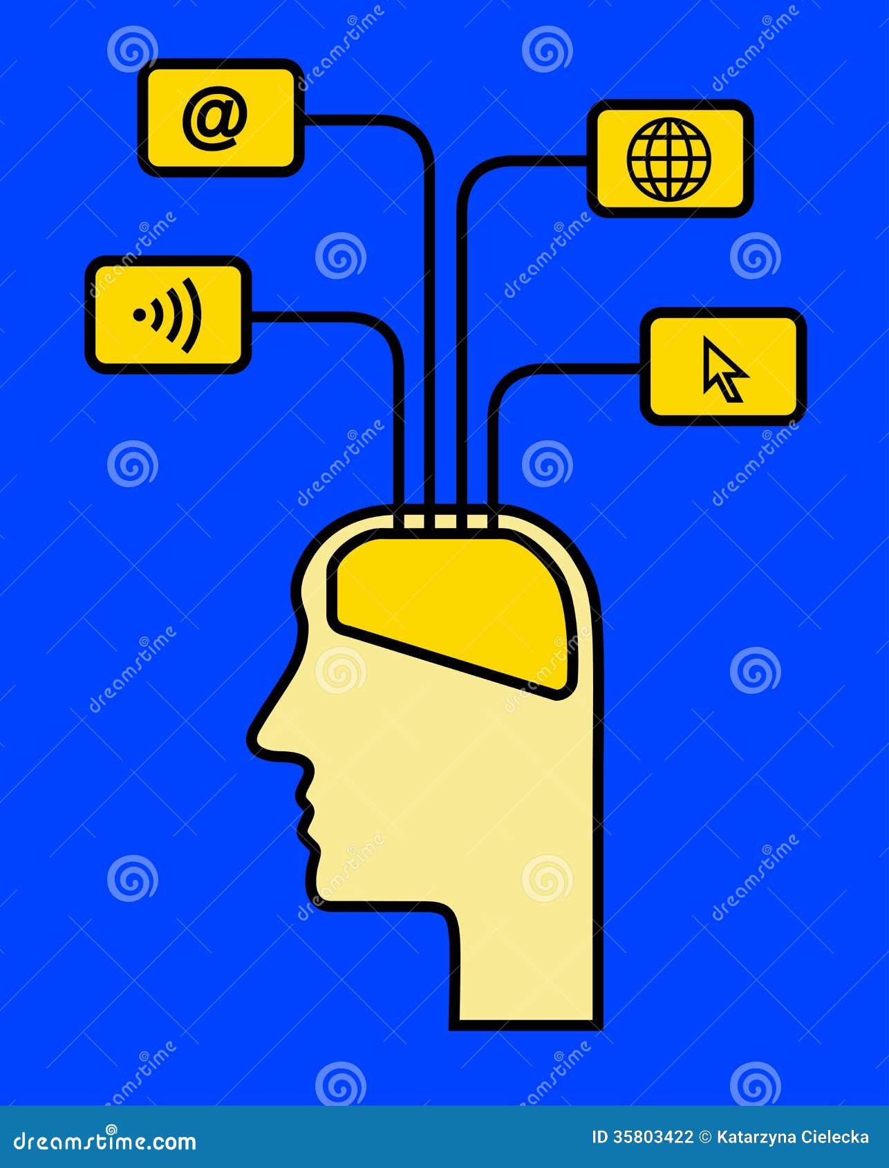 Head on the Internet Online Stock Vector - Illustration of technology ...