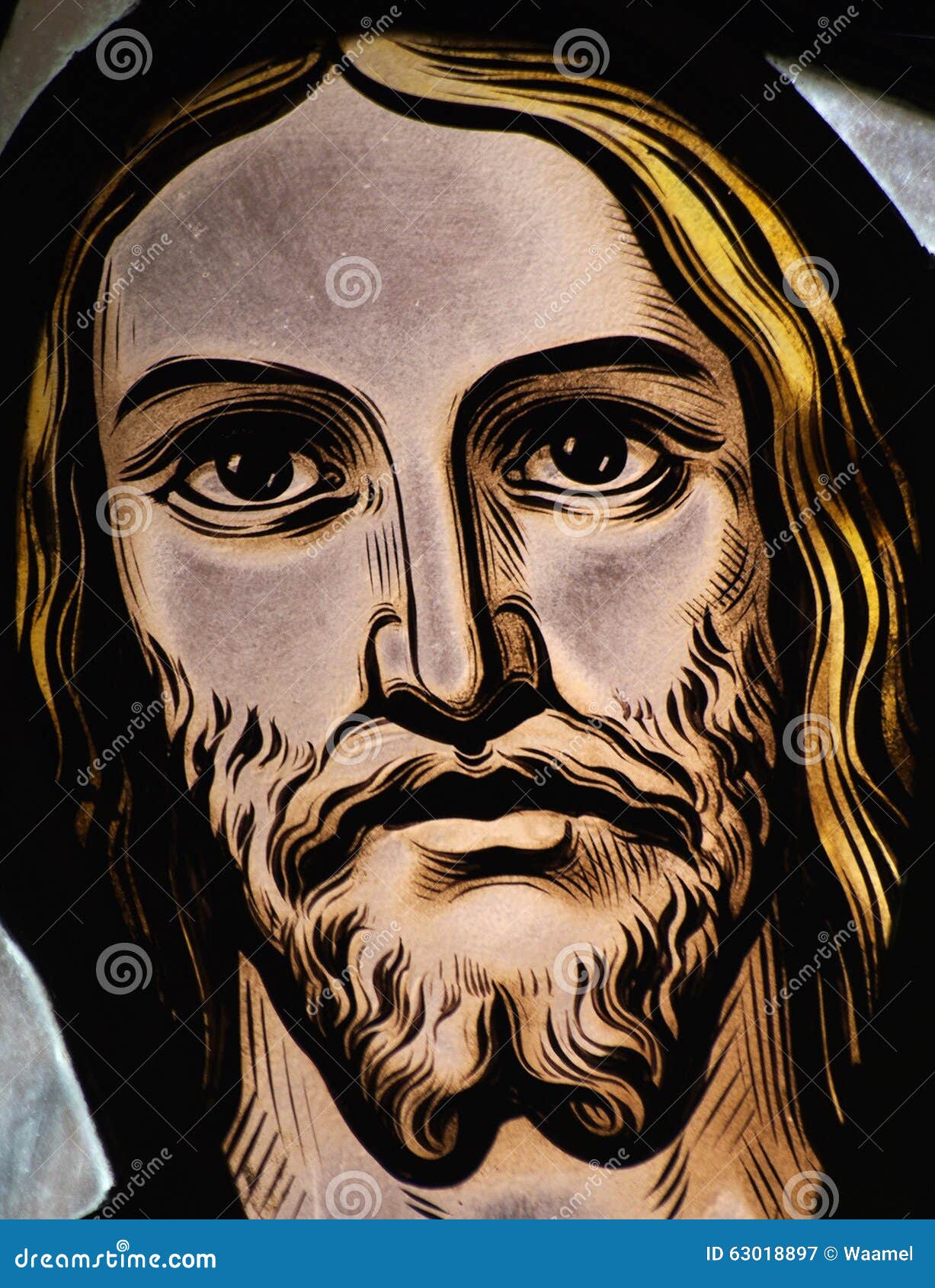Head of Jesus in Stained Glass Stock Image - Image of faith, stained ...