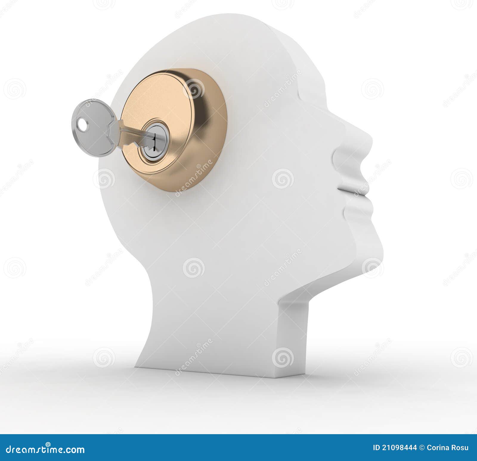 Head with key stock illustration. Illustration of thinking - 21098444
