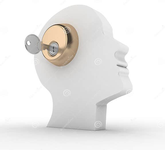 Head with key stock illustration. Illustration of thinking - 21098444