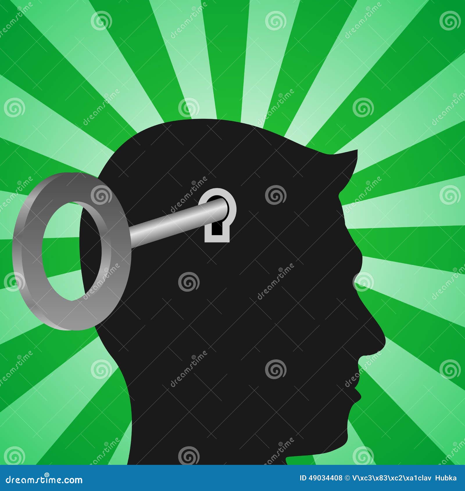 Head with key stock illustration. Illustration of think - 49034408