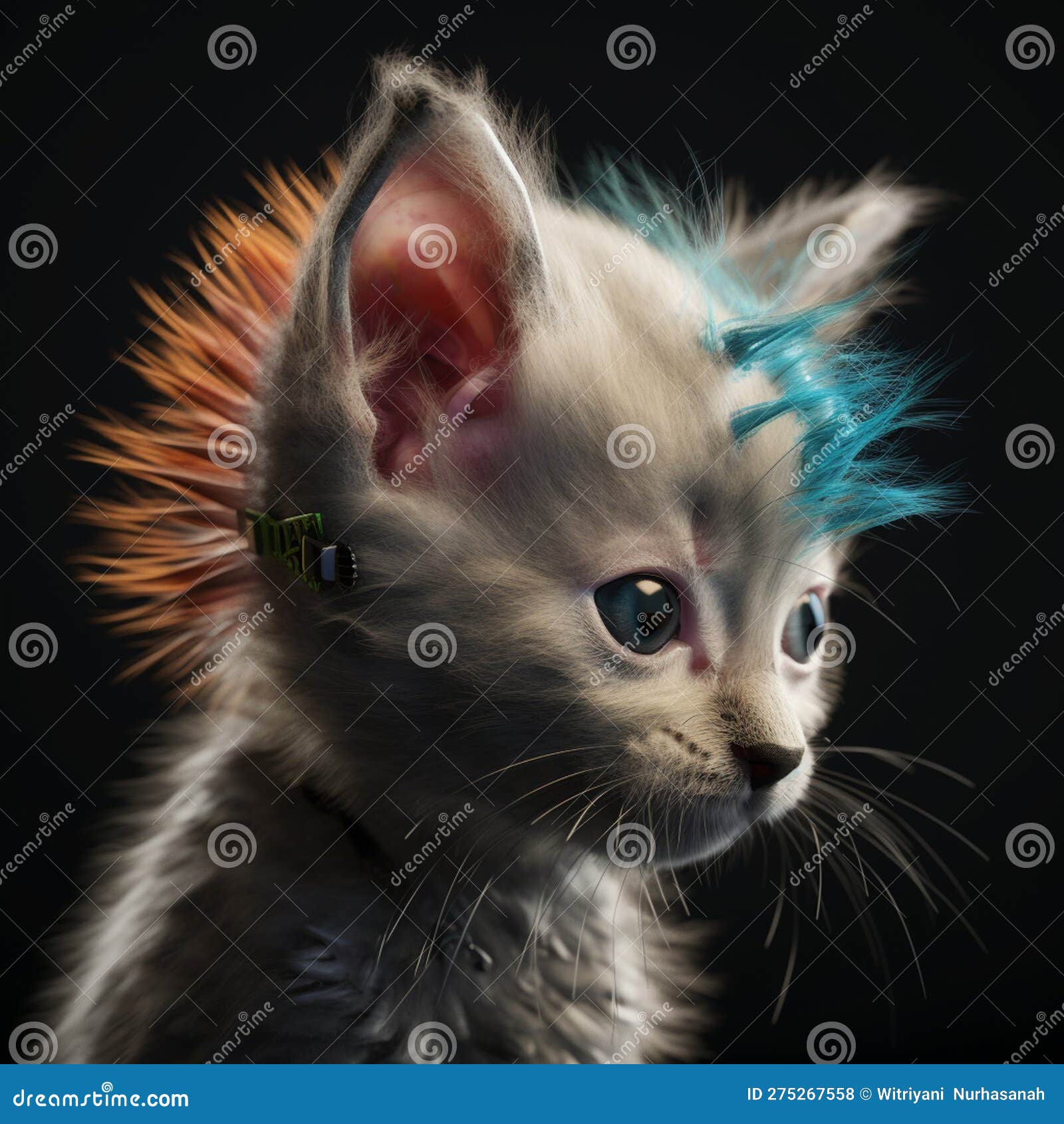 Head of Kitten with a Mohawk and Slogan Cat Punk Stock Illustration ...
