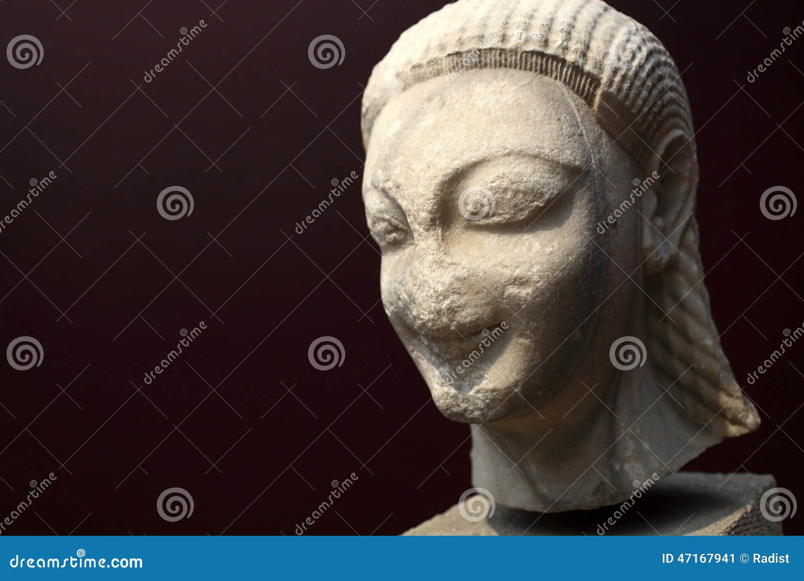 Head Of Kouros From The Sacred Way In The Heraion, Samos Island, Greece ...