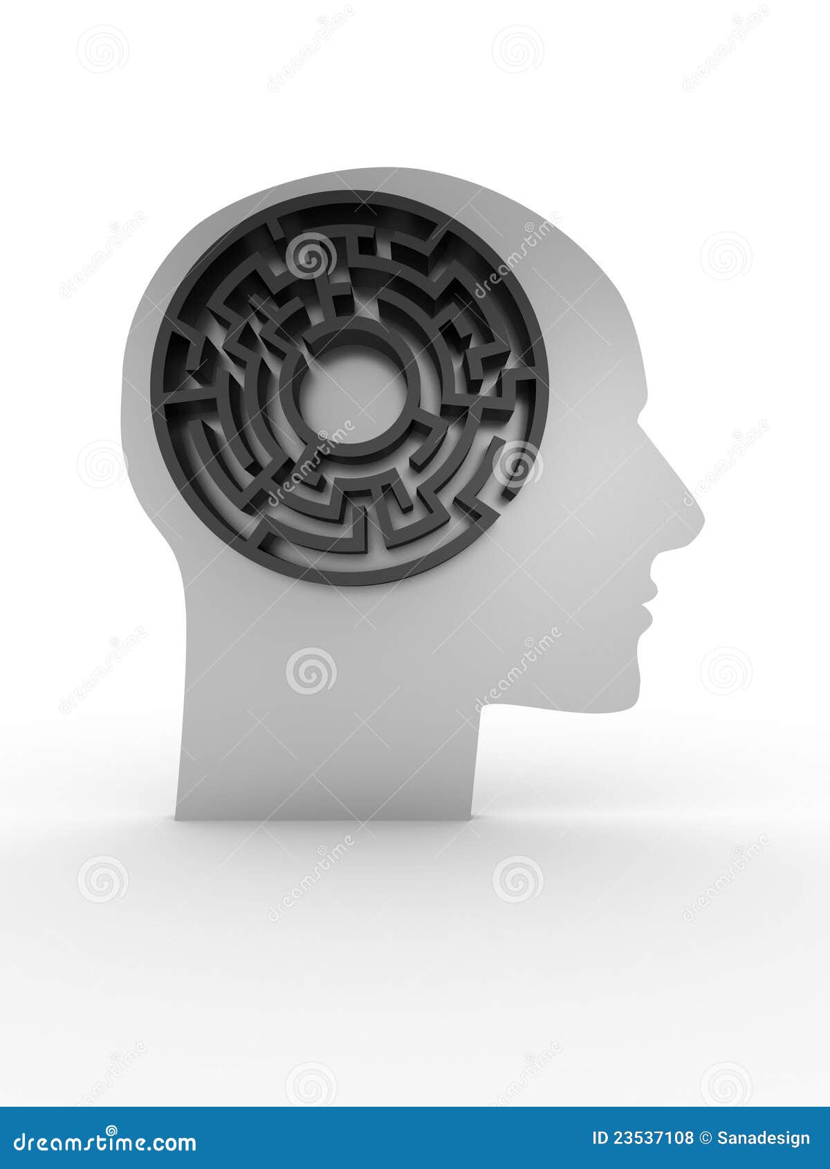 Head with Labyrinth. 3D Image Stock Illustration - Illustration of ...