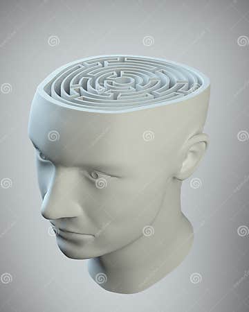 Head with a Labyrinth Inside Stock Illustration - Illustration of ...