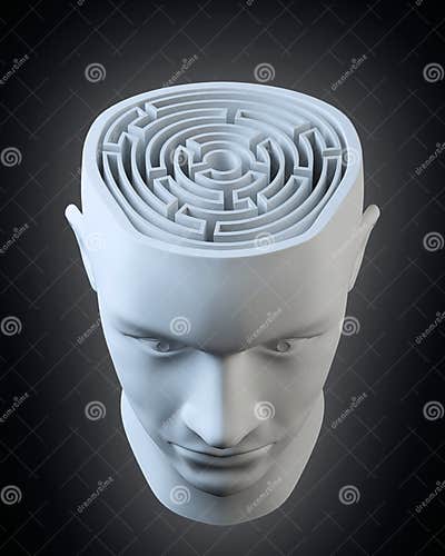 Head with a Labyrinth Inside Stock Illustration - Illustration of ...