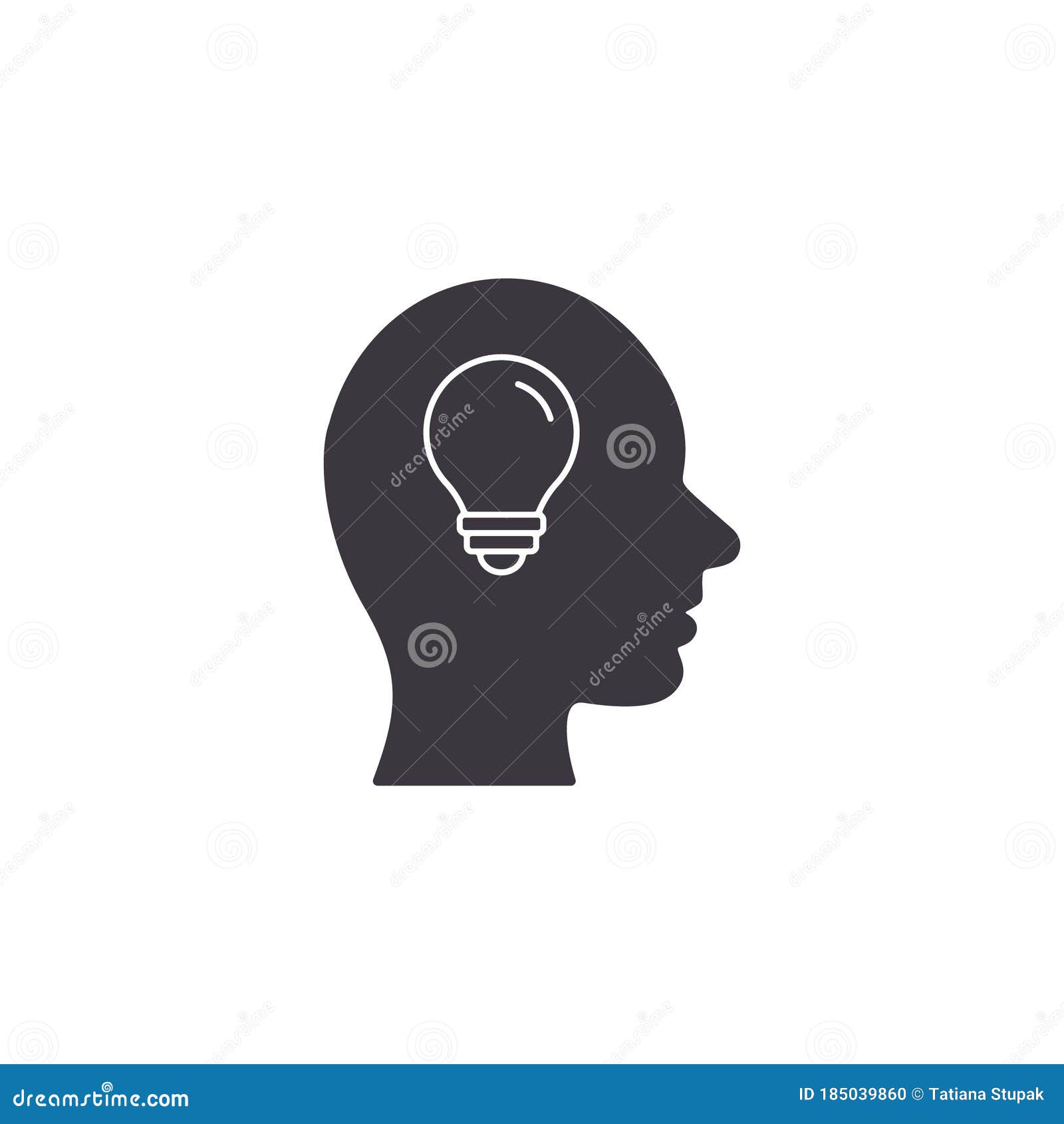 Head with Lamp Bulb Icon. Human Head Idea Symbol Stock Vector ...