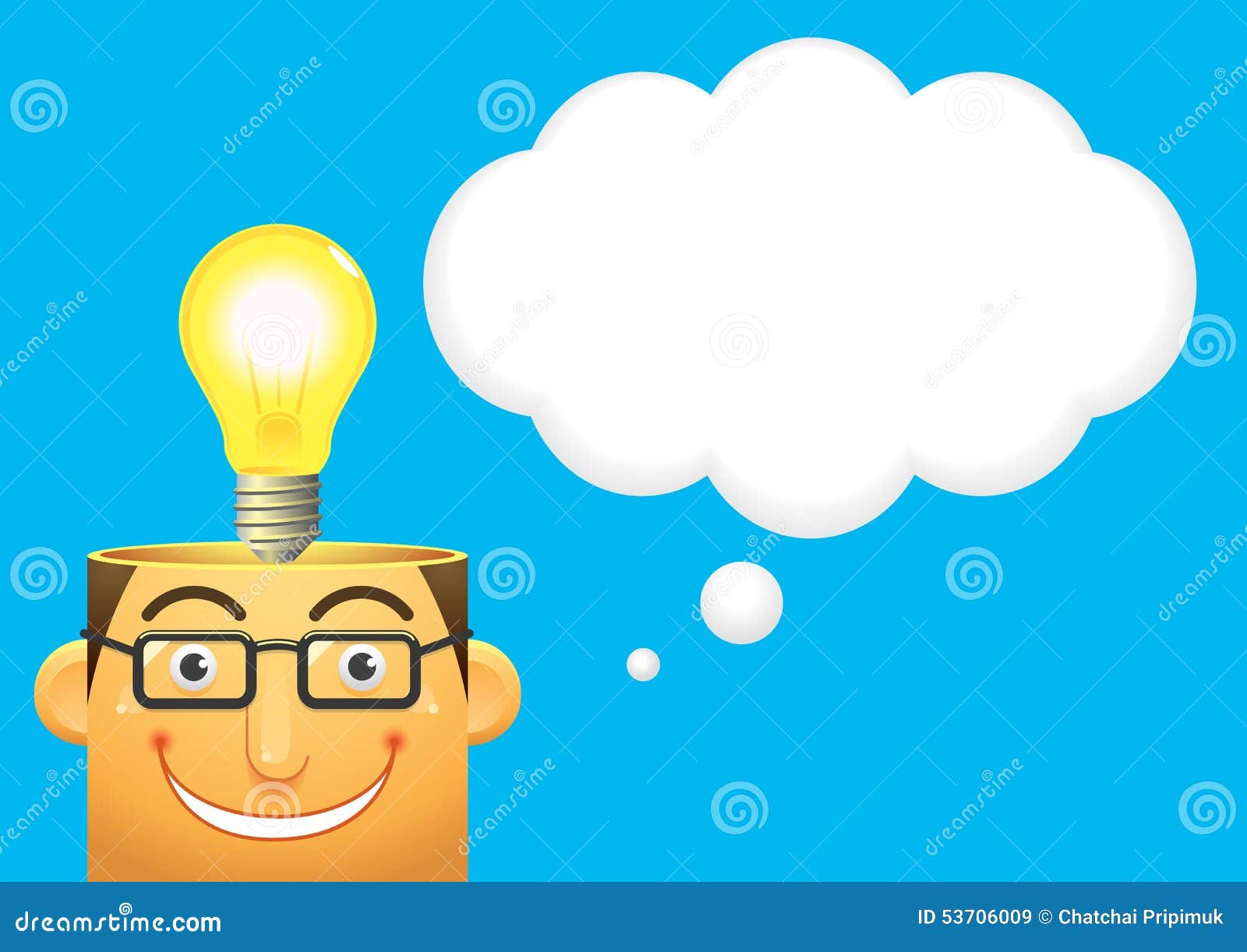 Head and lamp, vector stock vector. Illustration of intelligence - 53706009