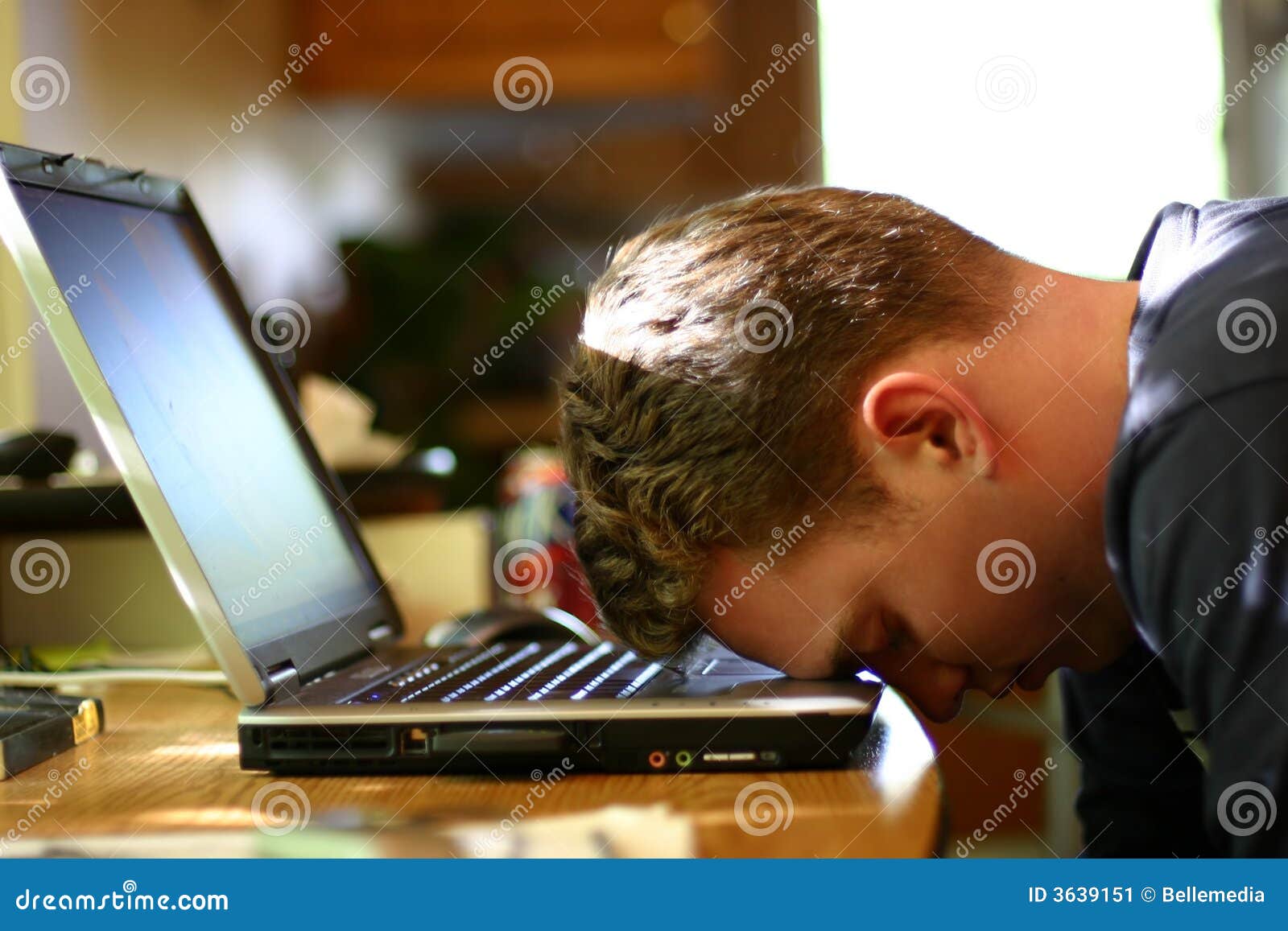 Head on laptop stock image. Image of working, person, computer - 3639151