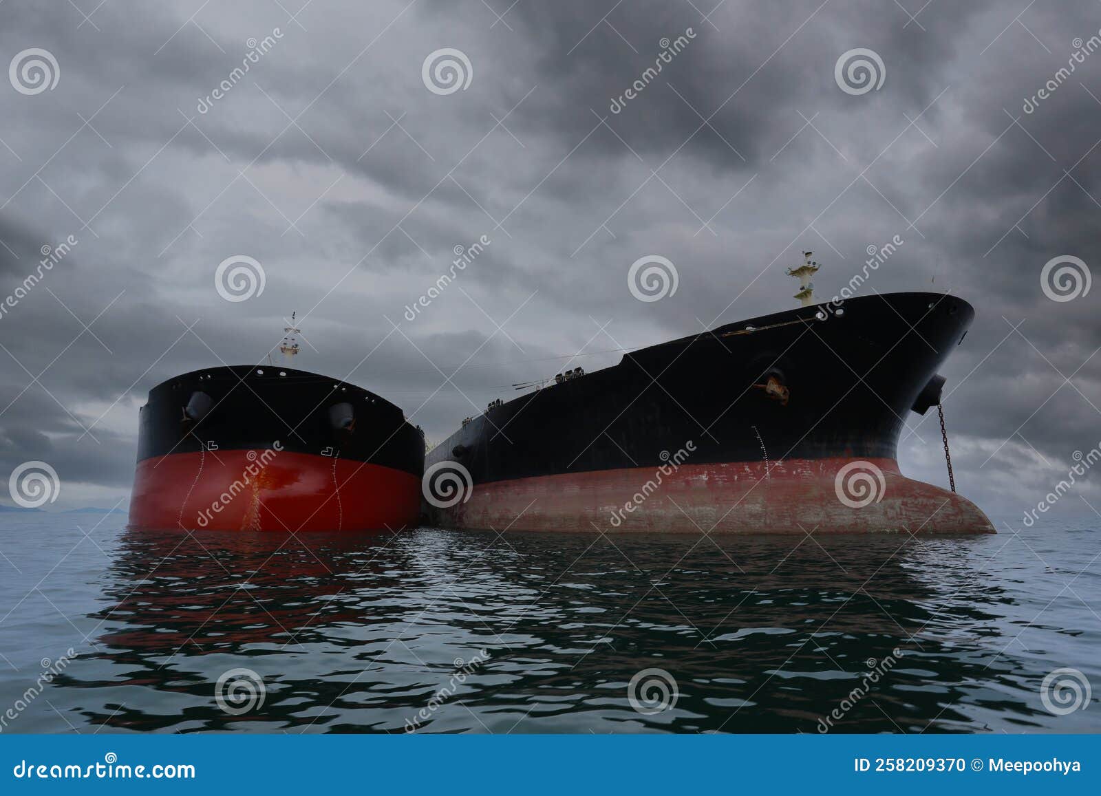 Head of a Large Cargo Ship in the Middle of the Sea Stock Photo - Image ...