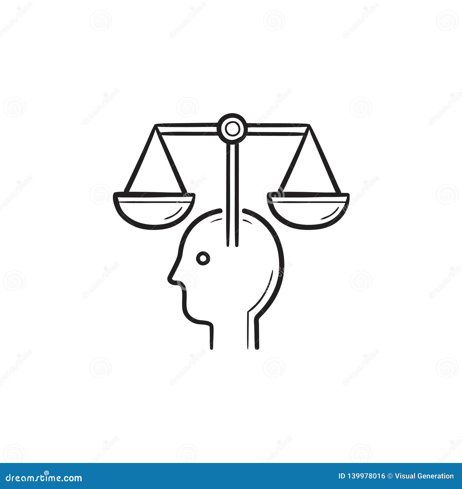 Head with Law Scales Hand Drawn Outline Doodle Icon. Stock Vector ... Head with Law Scales Hand Drawn Outline Doodle Icon. Stock Vector ...