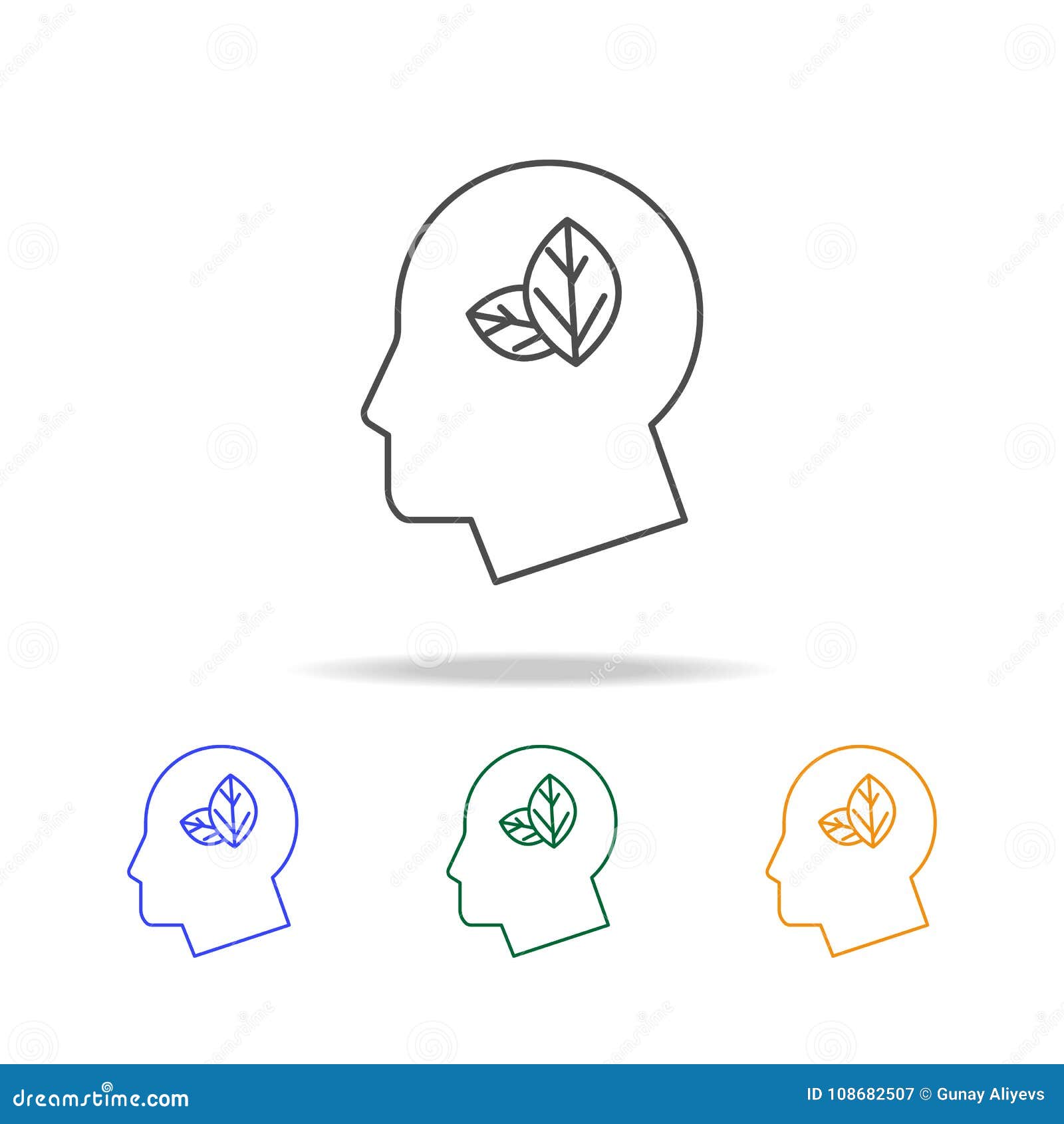 Head Leaves, Green Mind Icons. Element Of Ecology For Mobile Concept ...