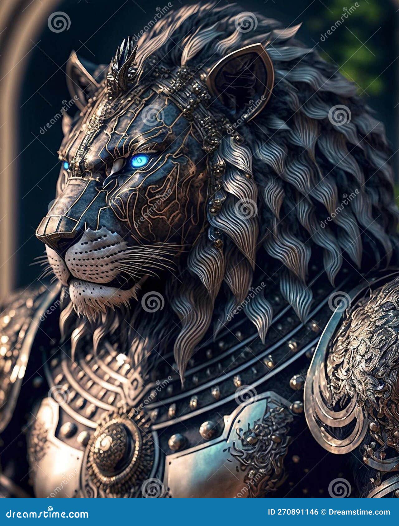 A Head with Leon and Gold Armor Stock Illustration - Illustration of ...