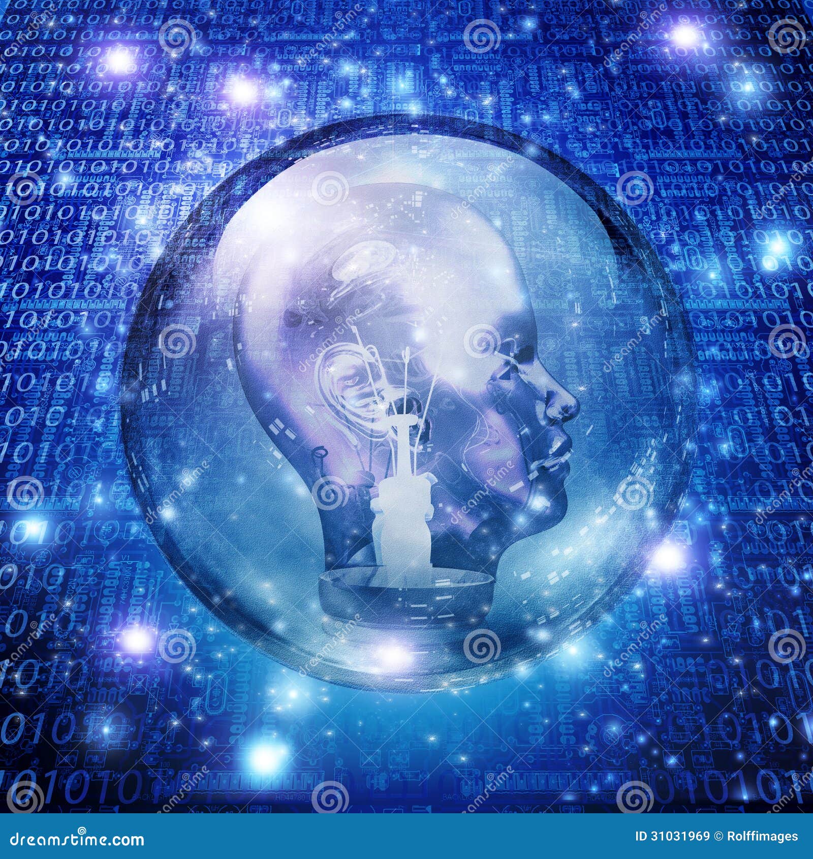 Head With Light Bulb And Euro Sign. Concept Of Financial Idea Vector ...