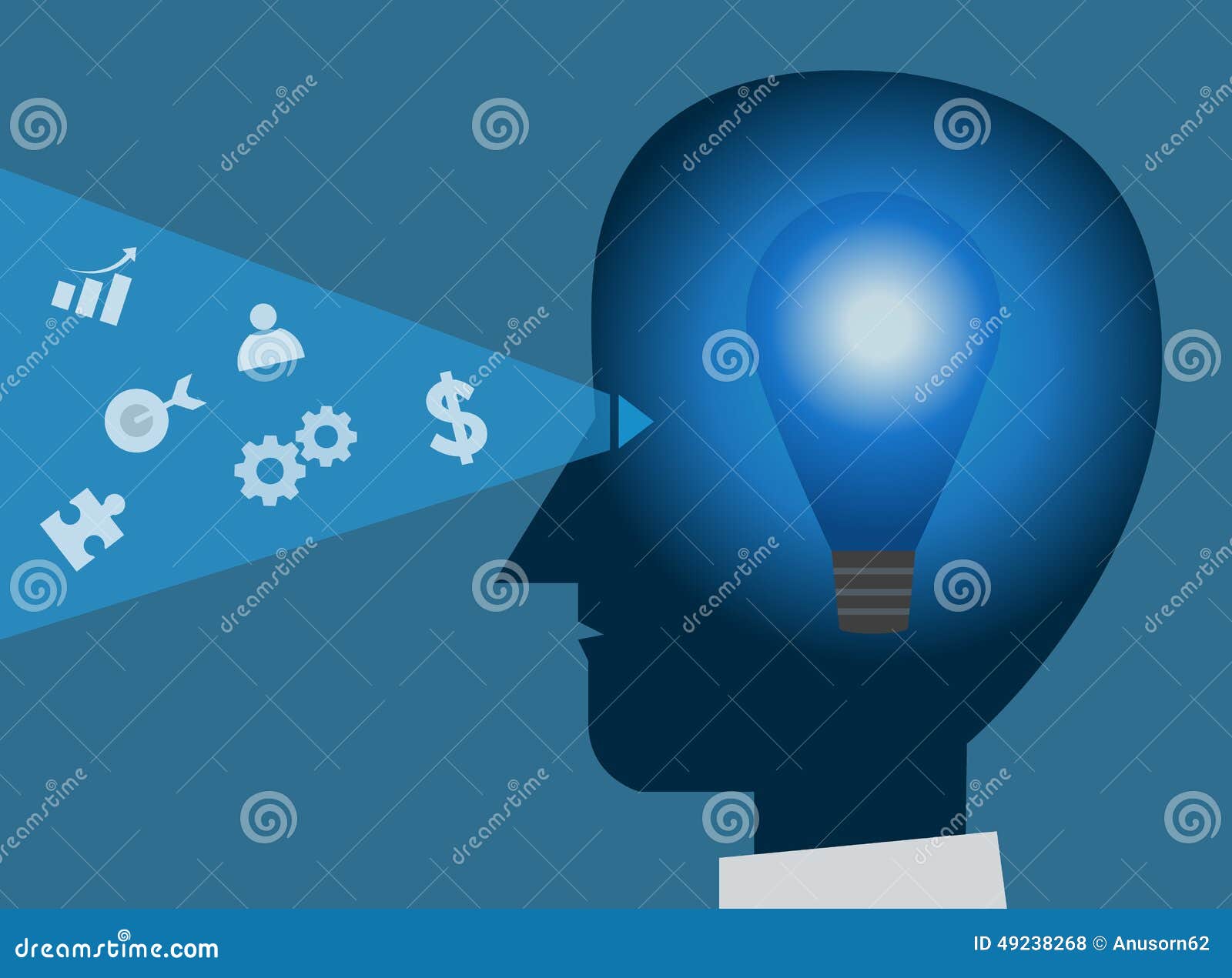 Head Light Bulb Business Vision Stock Vector - Illustration of vector ...