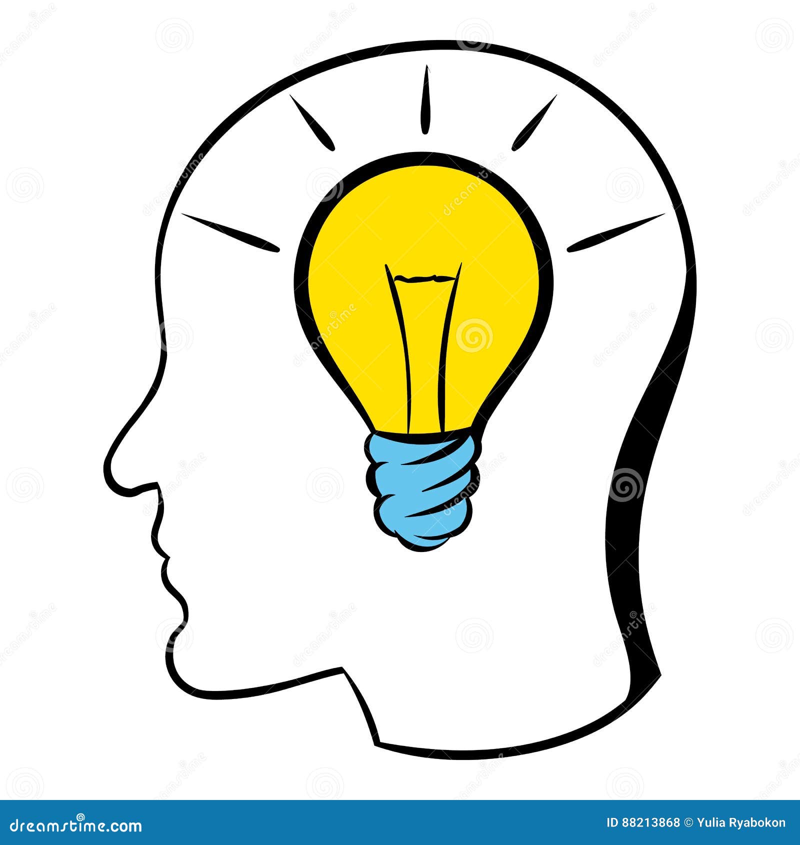 Head with Light Bulb Icon, Icon Cartoon Stock Vector - Illustration of ... Head with Light Bulb Icon, Icon Cartoon Stock Vector - Illustration of ...