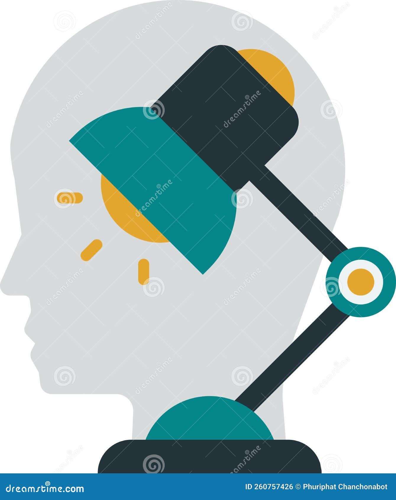 Head and Light Bulb Illustration in Minimal Style Stock Vector ...
