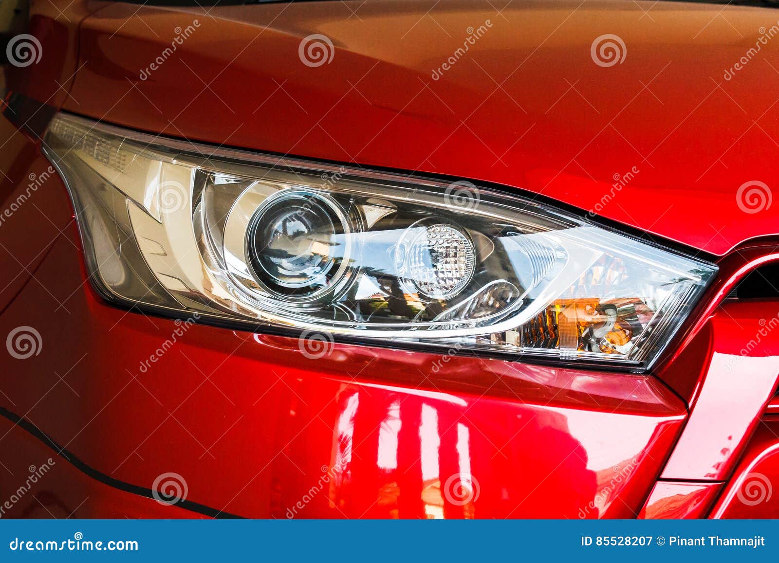 Head light of red car. stock image. Image of reflector - 85528207