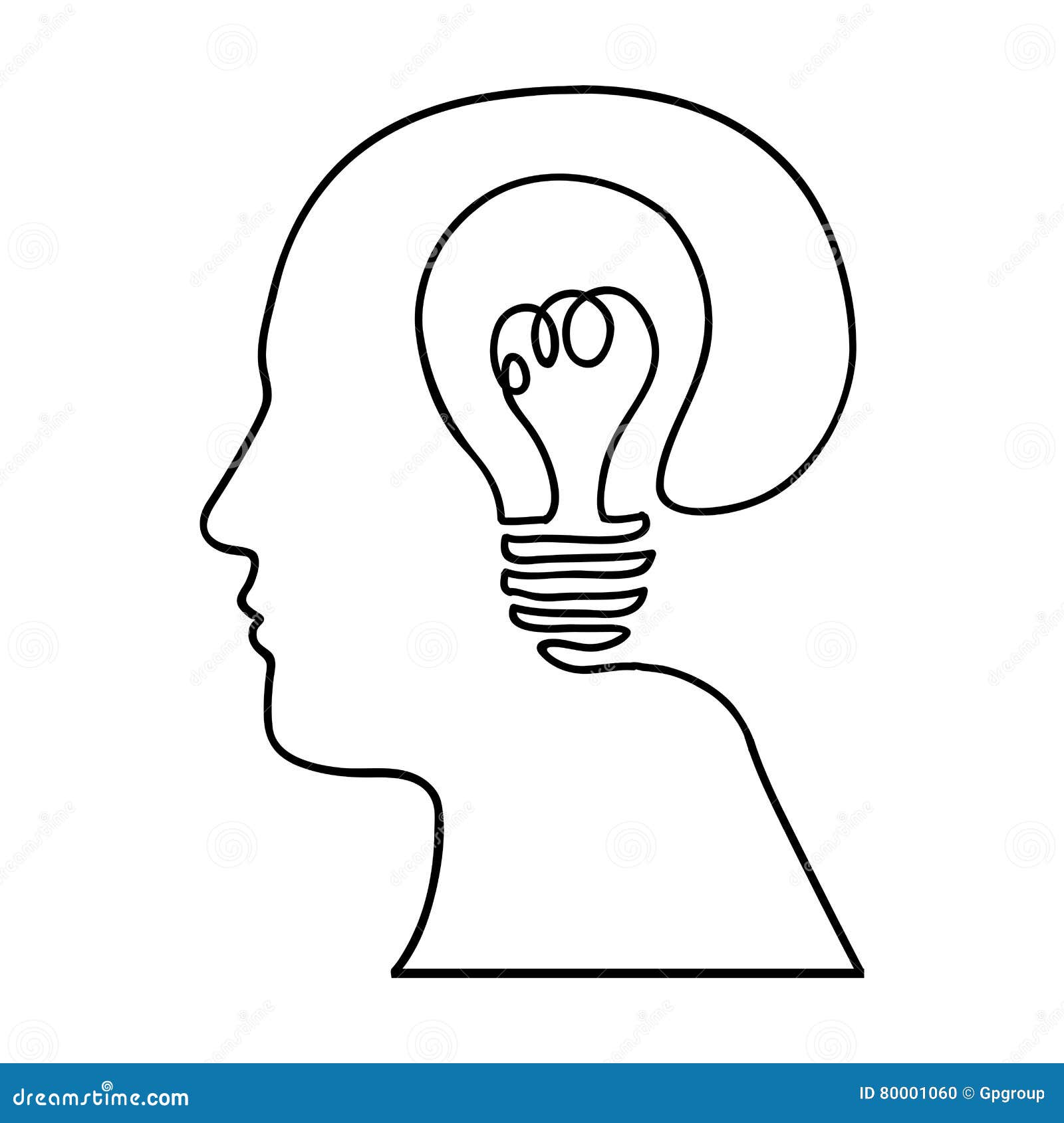 Head and Lightbulb Abstract Wisdom Icon Image Stock Vector ...