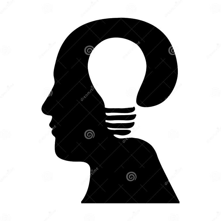 Head and Lightbulb Abstract Wisdom Icon Image Stock Vector ...