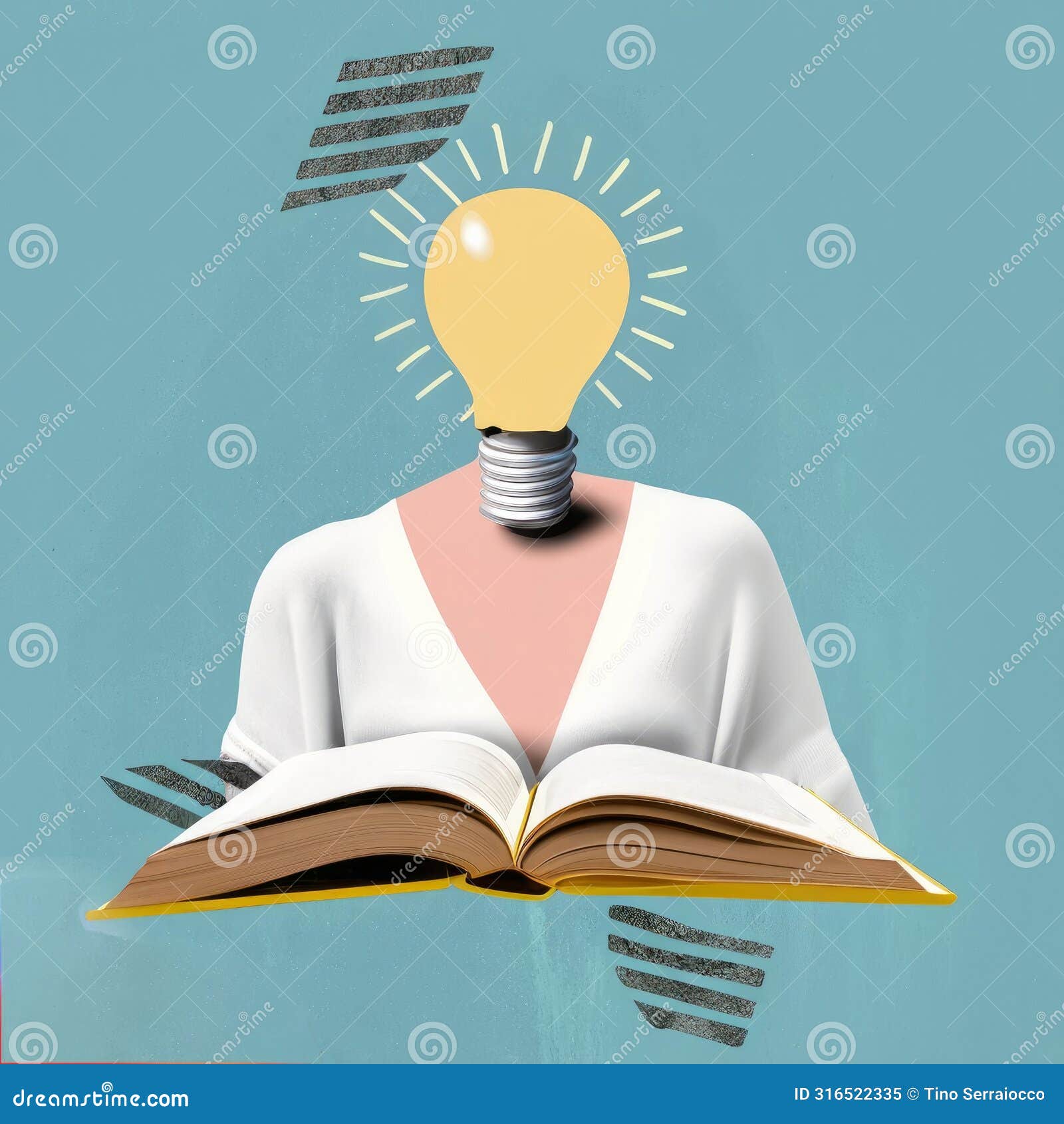 Head with Lighted Bulb Concept of Idea Innovation Stroke of Genius ...