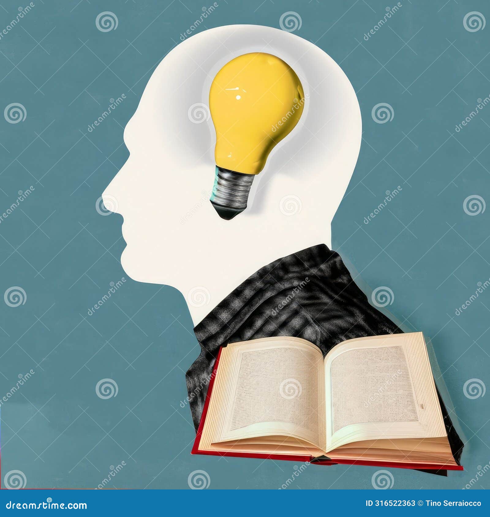 Head with Lighted Bulb Concept of Idea Innovation Stroke of Genius ...