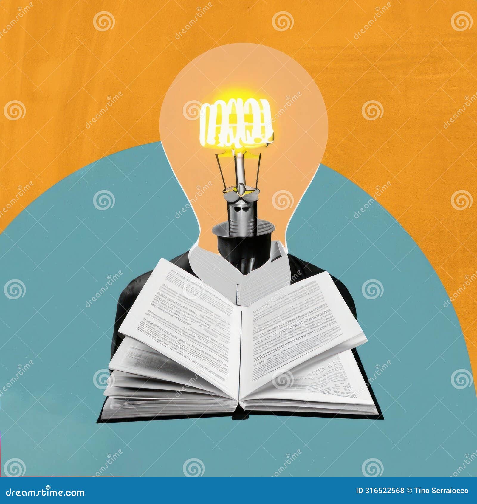 Head with Lighted Bulb Concept of Idea Innovation Stroke of Genius ...