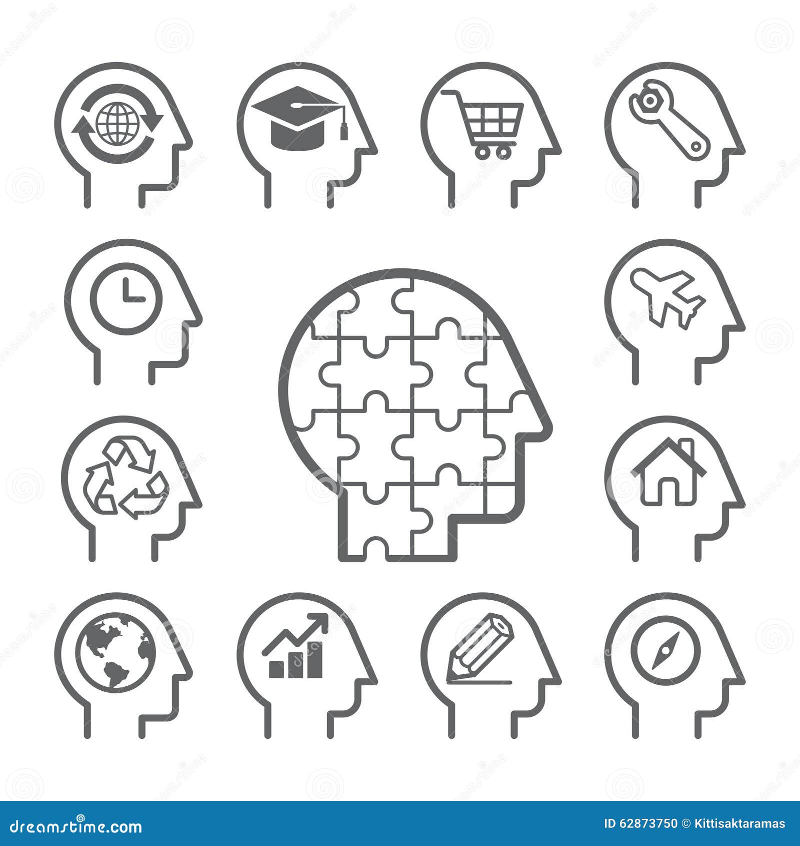 Head line icons set. stock vector. Illustration of avatar - 62873750