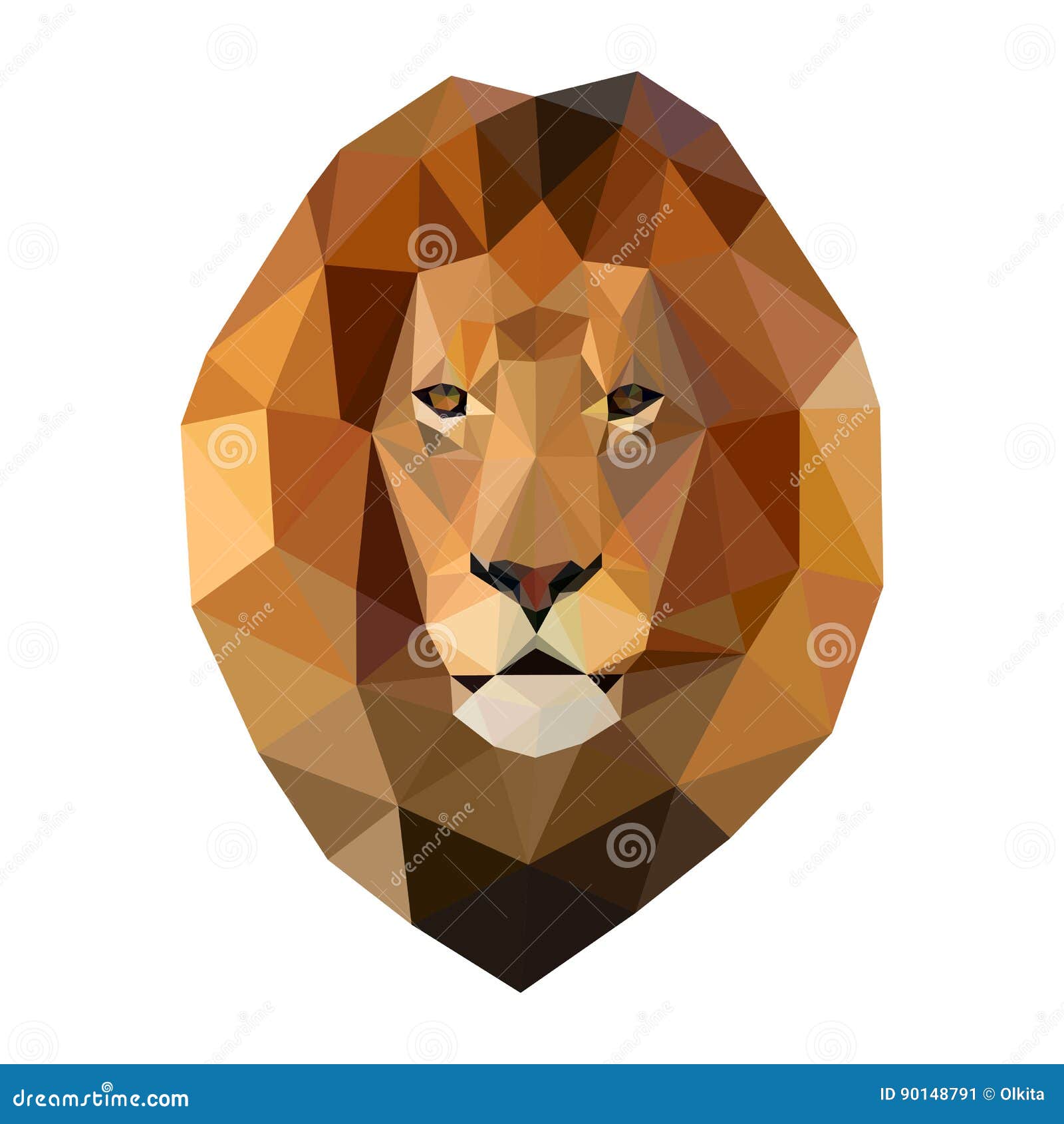 Head of Lion Composed of Triangles on White Background. Stock Vector ...